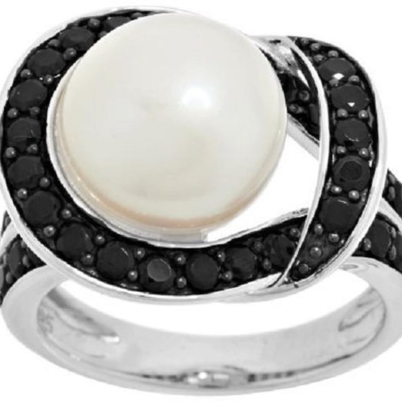 Honora | Jewelry | Honora White Cultured Pearl Black Spinel Ring | Poshmark